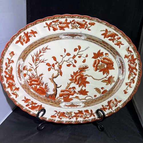 Spode Indian Tree Oval Serving Platter 15.5” Vintage Red Floral England ...