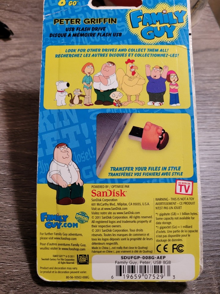 Family Guy Peter Griffin USB Drive 8.0 GB. New; in package. SanDisk ...