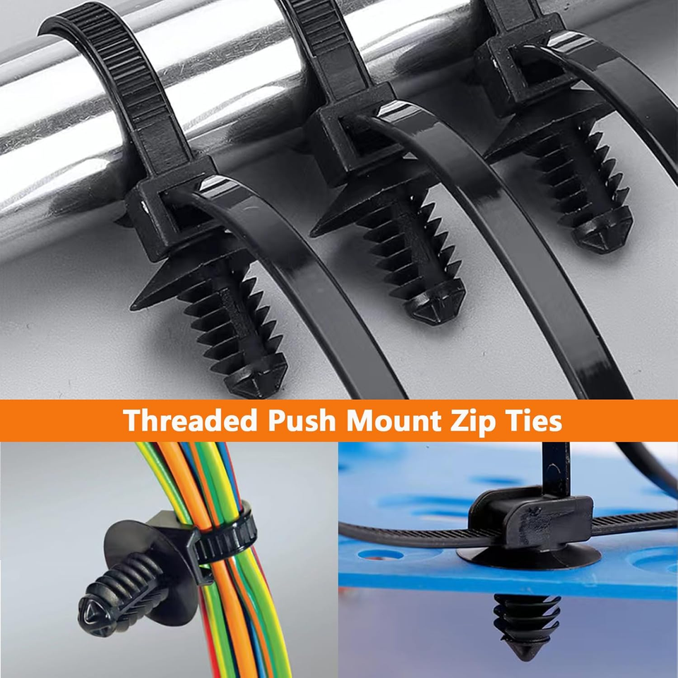 180Pcs Wire Loom Clips for Car Push Mount Zip Ties Assorted Sizes ...