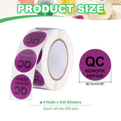 4 Roll/2000 Pcs 1" QC Rework Labels Inventory Quality Control Stickers ...