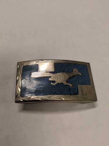 Vintage Mexico Alpaca Roadrunner Turquoise Inlay Belt Buckle | eBay