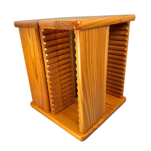 Wood Rotating Spinning 64 CD DVD Compact Disc Storage Rack Carousel ...