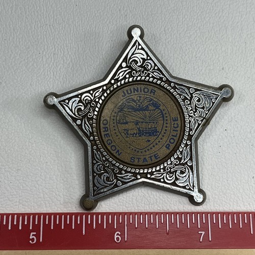 Novelty JUNIOR OREGON STATE POLICE Silver Version Plastic Toy Pinback ...