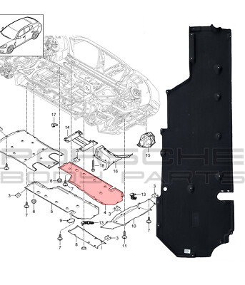 Porsche Panamera 2011-2016 Underbody Right Splash Shield Cover ...