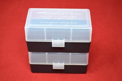 (2) x BERRY'S PLASTIC AMMO BOX, CLEAR/BLACK 50 Round 223/556/300BLK ...