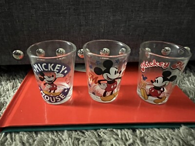 Lot 3 Mickey Mouse Disney Shot Glasses Vintage Rare Toothpick Holder MM ...