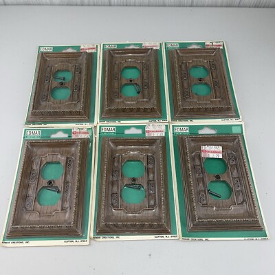 LOT 6 NOS Vintage Edmar Creations Faux Wood Outlet Cover 401 D WAL ...