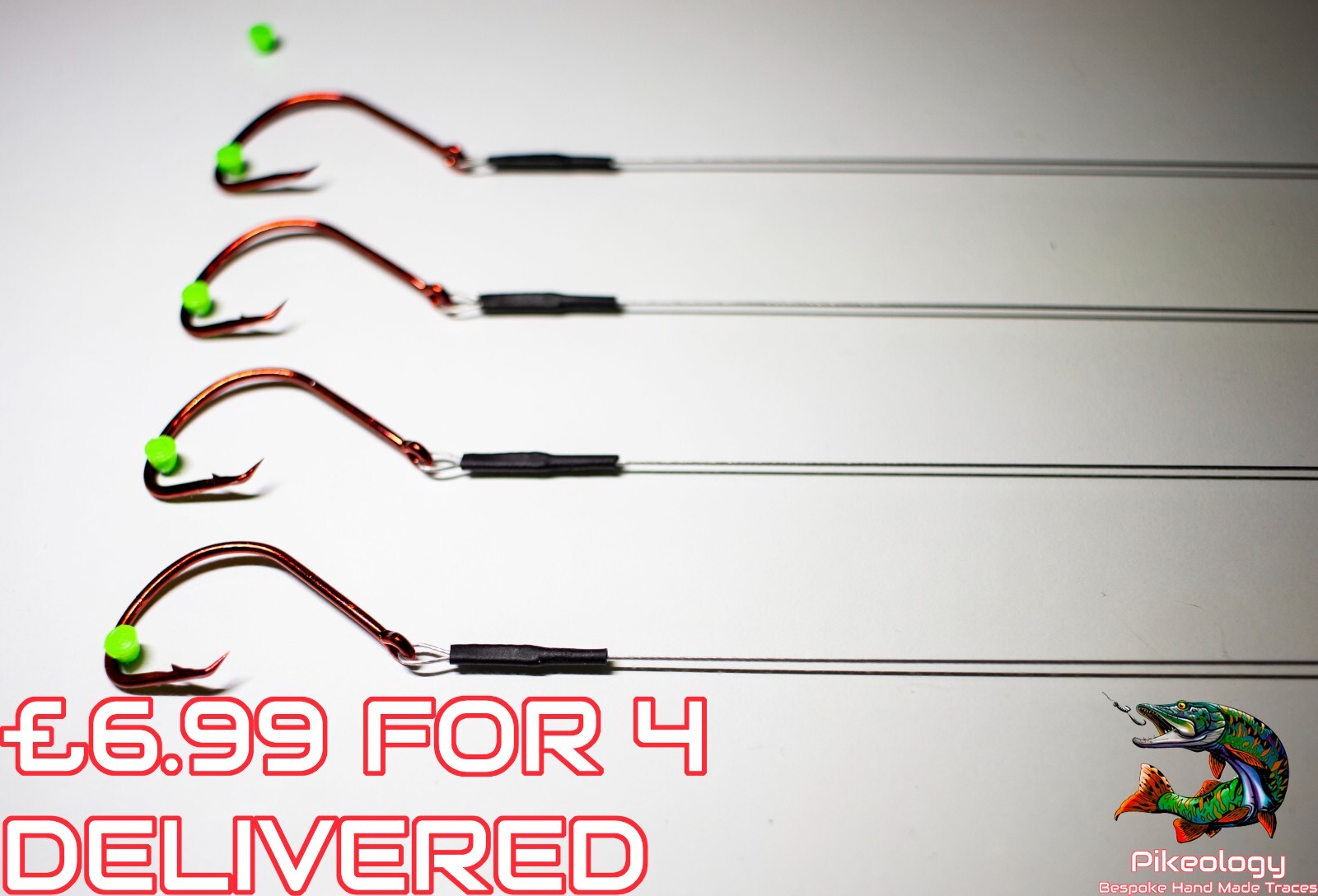 CIRCLE HOOK WIRE TRACE DEADBAITING 10, 15, 20, 34, 40LB ZANDER RIGS ...