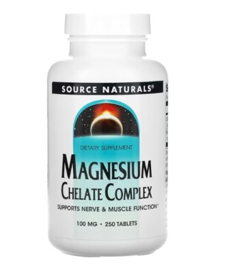 Source Naturals, Magnesium Chelate Complex, 100 mg, 250 Tablets | eBay