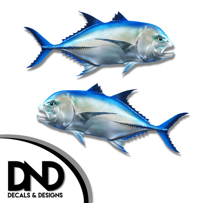 Giant Trevally - Fish Decal Fishing Hunting Bumper Sticker "5in SET" F ...