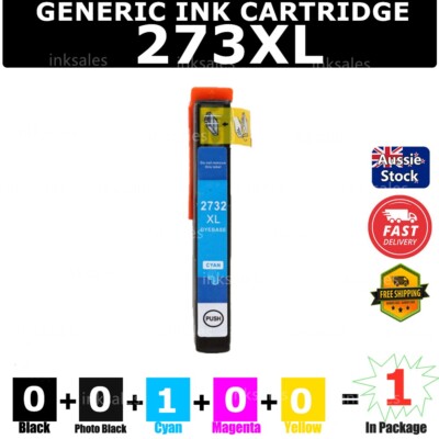 1x Generic Ink Cartridge 273XL 273 XL Cyan For Epson XP510 XP520 XP600 ...