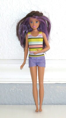 Skipper Doll with Purple Streaked Hair Barbie's Sister Striped Top ...