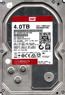 WD4002FFWX-68TZ4N0 S/N: K4K5V WESTERN DIGITAL 4TB THAILAND MAY 2017 | eBay
