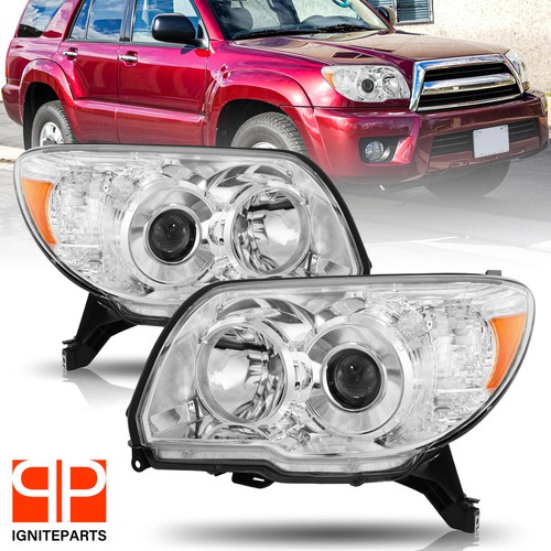 For 2006 2007 2008 2009 Toyota 4Runner Chrome Amber Headlights Lamps ...