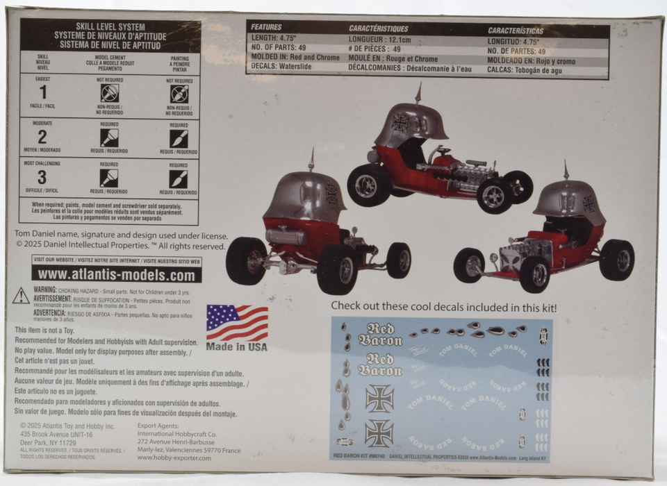 Atlantis Tom Daniel Red Baron Show Rod W/ Trading Card 1:24 Model Kit ...