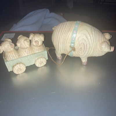 Pig Pulling 3 Piglets in Wagon Cart- Adorable | eBay