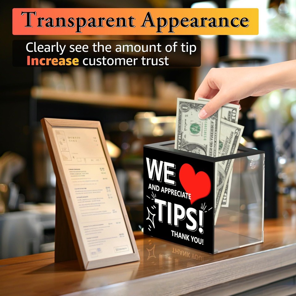 Acrylic Tip Jar for Bartender Money Suggestion Box Donation Jar ...