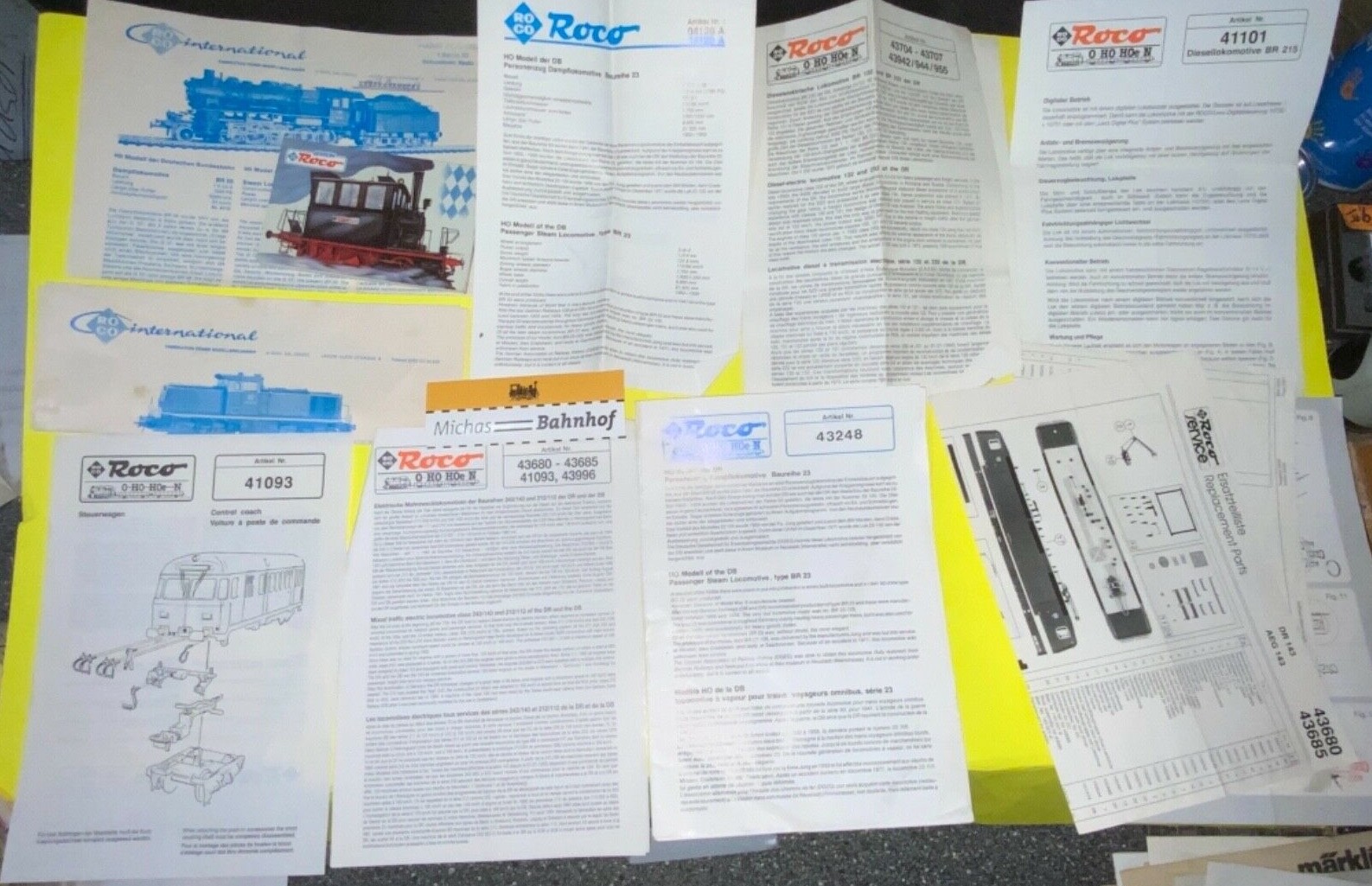 9x Roco Manuel O Liste de Pièces Rechange 41093 04120A 43248 43680 ...