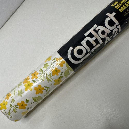 VTG Roll Contact Paper Yellow Flower Pattern #705 2.86yds X 18” New Old ...