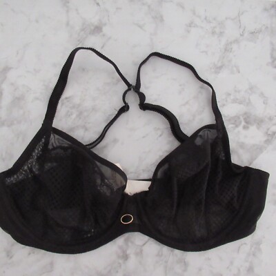 Chantelle Bra 32D Black Lace Parisian Alure Sheer Plunge Unlined ...