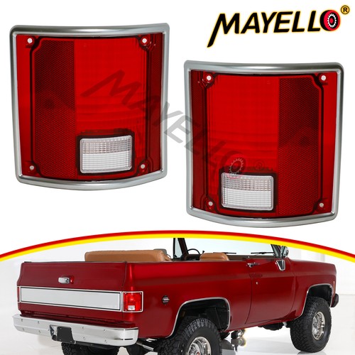 For Chevy C10 K20 GMC Sierra 1973-91 Tail Lights Tail Lamps w/Chrome ...