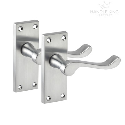 Victorian Internal Door Handles on Backplate - Brushed Chrome Door ...