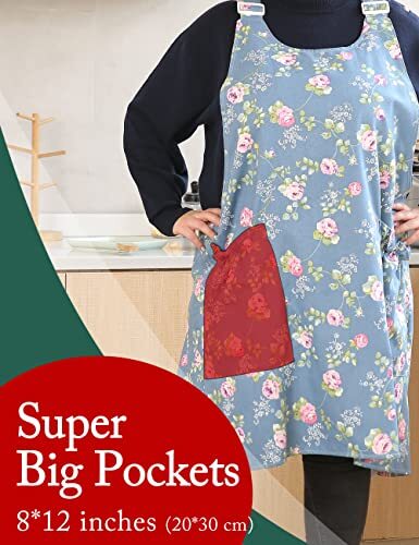 Big Plus Size Aprons for Women with Pockets Cotton Linen Baking Kitchen ...