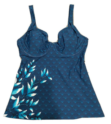 Title Nine NWT Bodacious Tankini Swim Top Turquoise Floral Detail Blue ...