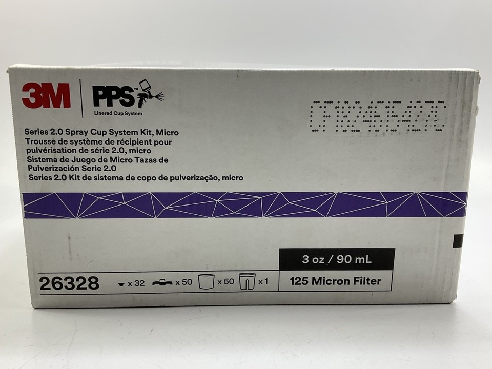 3M 26328 PPS 2.0 Spray Gun Cup, Lids And Liners Kit, 125-Micron Filter ...