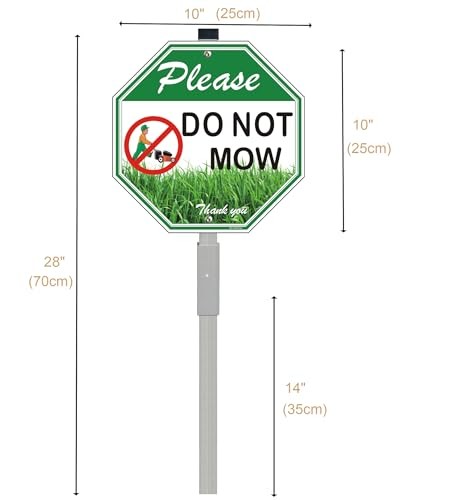 2 Pack Please Do Not Mow Metal Signs with Stake, 10" x 10" Reflective ...