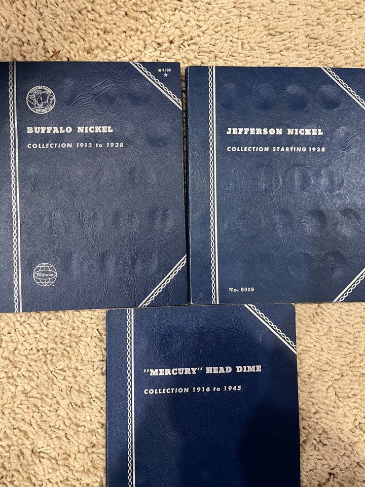 (5) Diff USED Whitman Folders Nickel 9008 9009 , Dime 9014 , Quarter ...