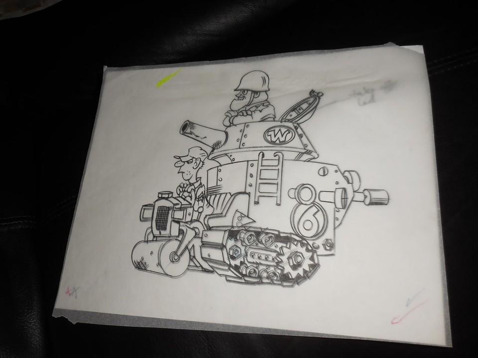 2 LOT ORIGINAL ART WACKY RACES SERGEANT BLAST & PRIVATE MEEKLY ARMY ...