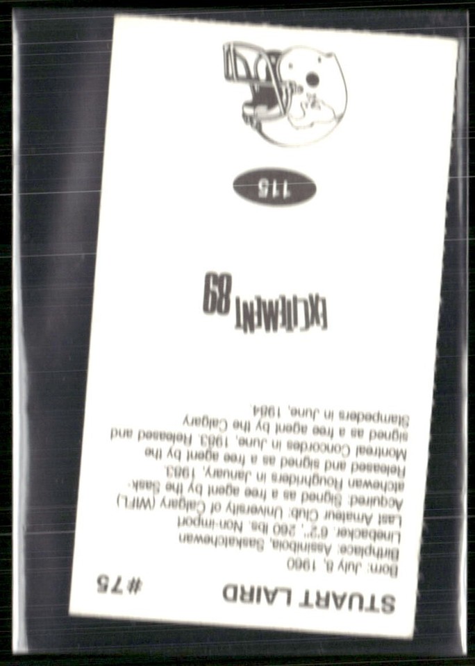 1991 Jogo CFL STUART LAIRD | eBay