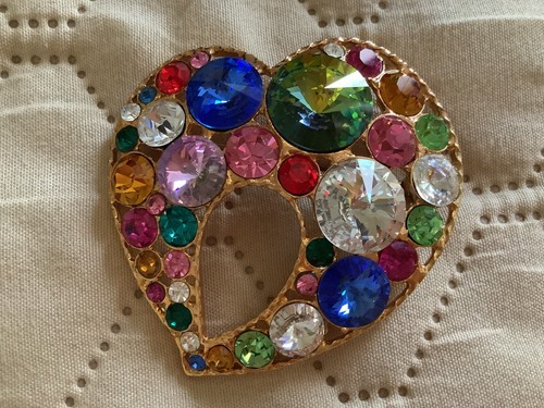 Eisenberg Ice Multi-Color Stone Heart Brooch | eBay