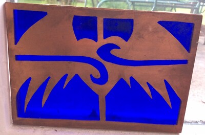 Cobalt Glass Copper Window Panel Heart with Angel Wings 4-1/4 x 6-1/4 ...