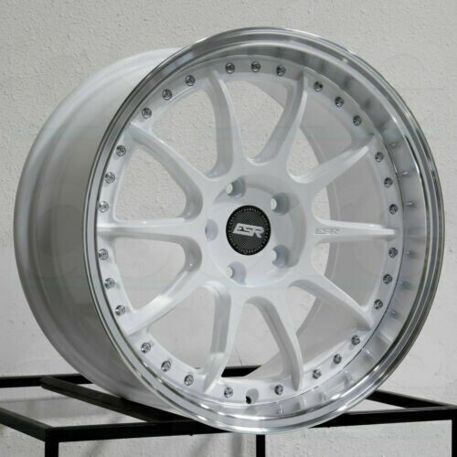 18" ESR CS12 Wheels 18x9.5 +22 5x114.3 White With Machined Lip Rims Set ...