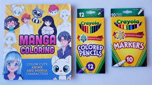 Manga Coloring Book with Markers & Colored Pencils | eBay