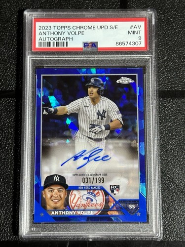 💥Anthony Volpe Rookie Autograph Blue Cracked Ice, 2023 Topps Chrome/299 ...