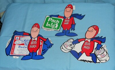 vintage original BUDWEISER beer BUD MAN STICKER LOT x3 (set A) | eBay