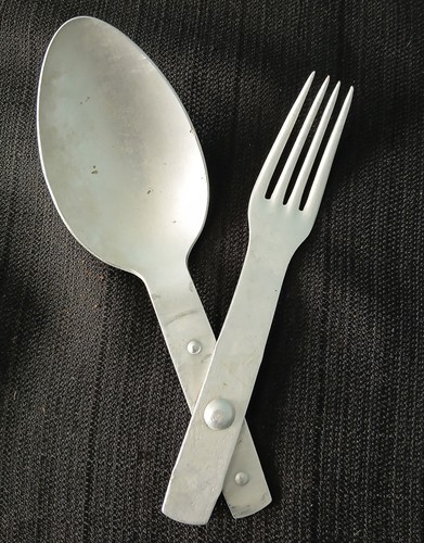 Genuine WW2 German Field Utensils Folding Spoon/Fork RSW 1940 Aluminum ...