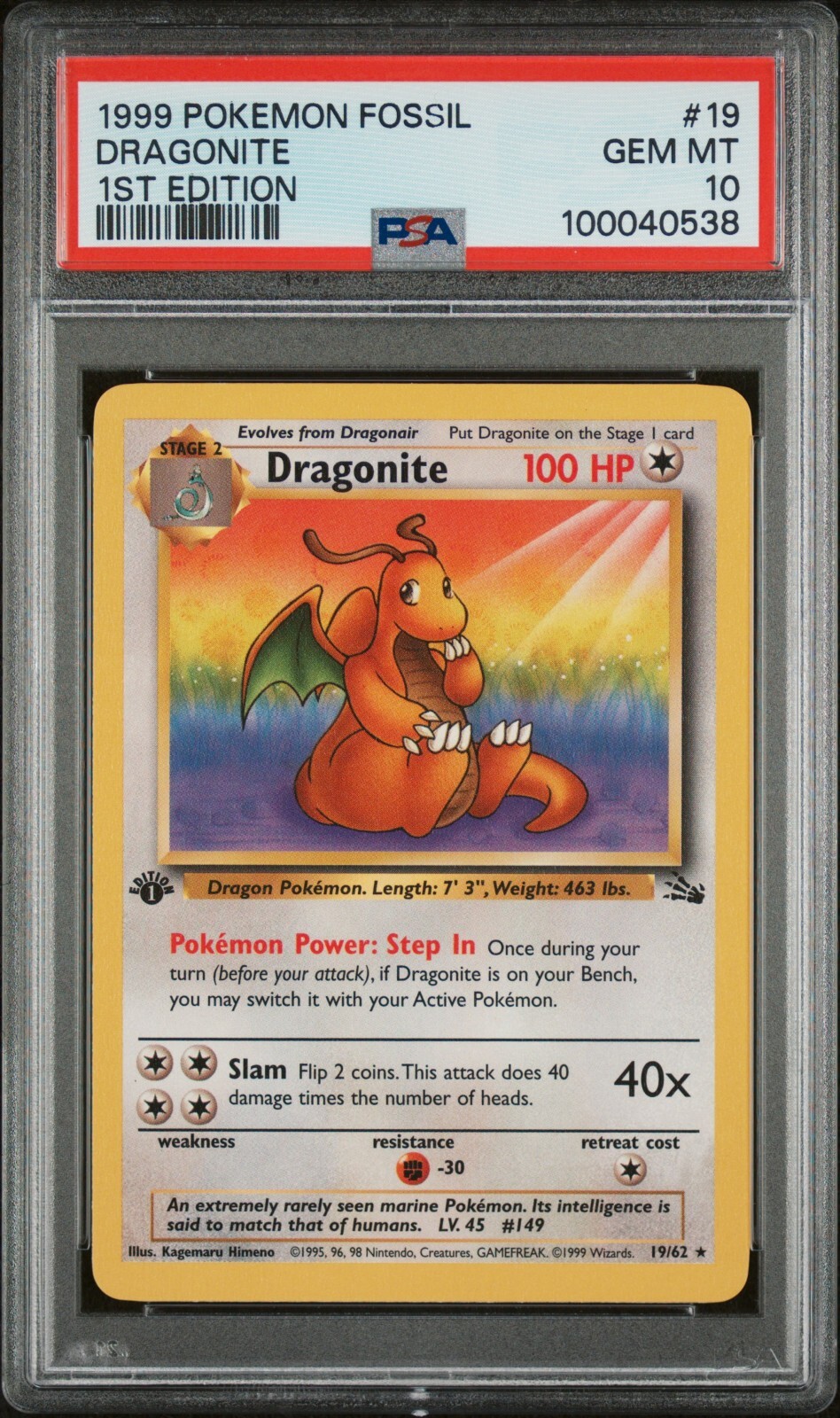 Dragonite 1999 Fossil #19/62 1st Edition Price Guide - Sports Card Investor