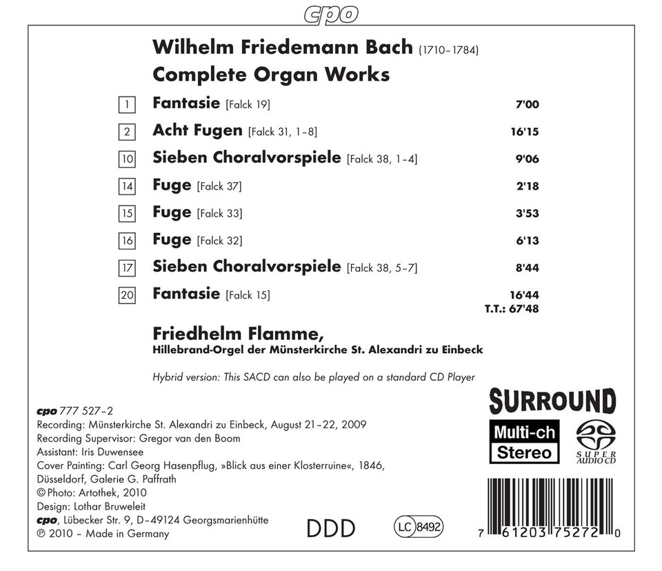 W.F. Bach: Complete Organ Works 761203752720 | eBay