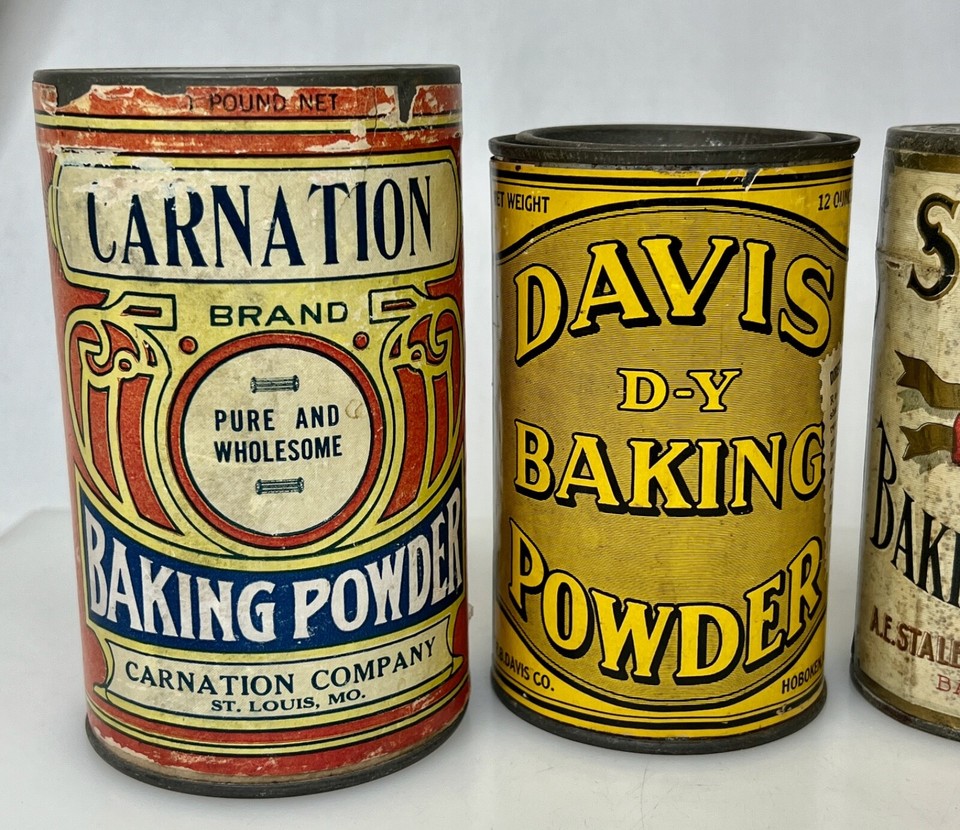 5 Antique Unopened Baking Powder Full Tin Cans - 93859 | eBay