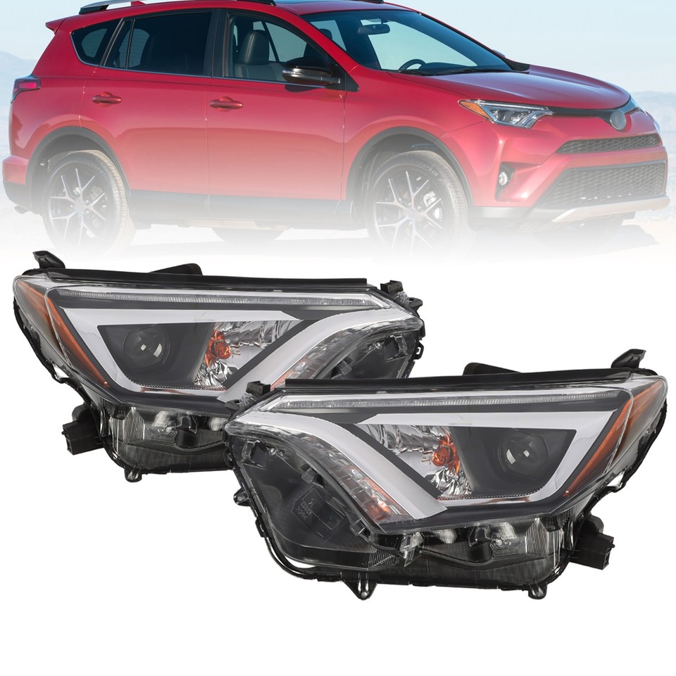 Pair For 2016 2017 2018 Toyota RAV4 LED Headlight Headlamps Chrome ...