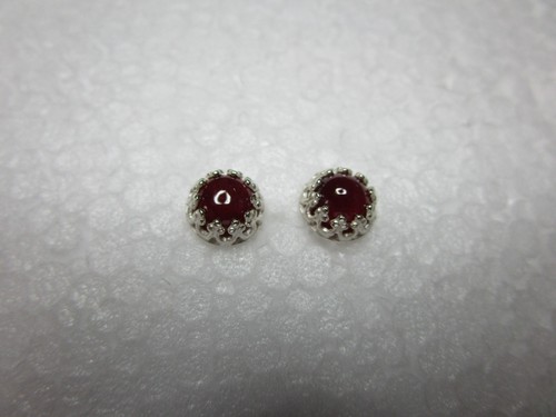 Natural Cabochon Ruby Stud Earrings in Solid Sterling Silver #TiH79 | eBay