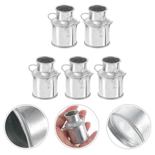 5 Pcs Small Galvanized Metal Milk Can Miniature Cans Buckets Jug Tin ...