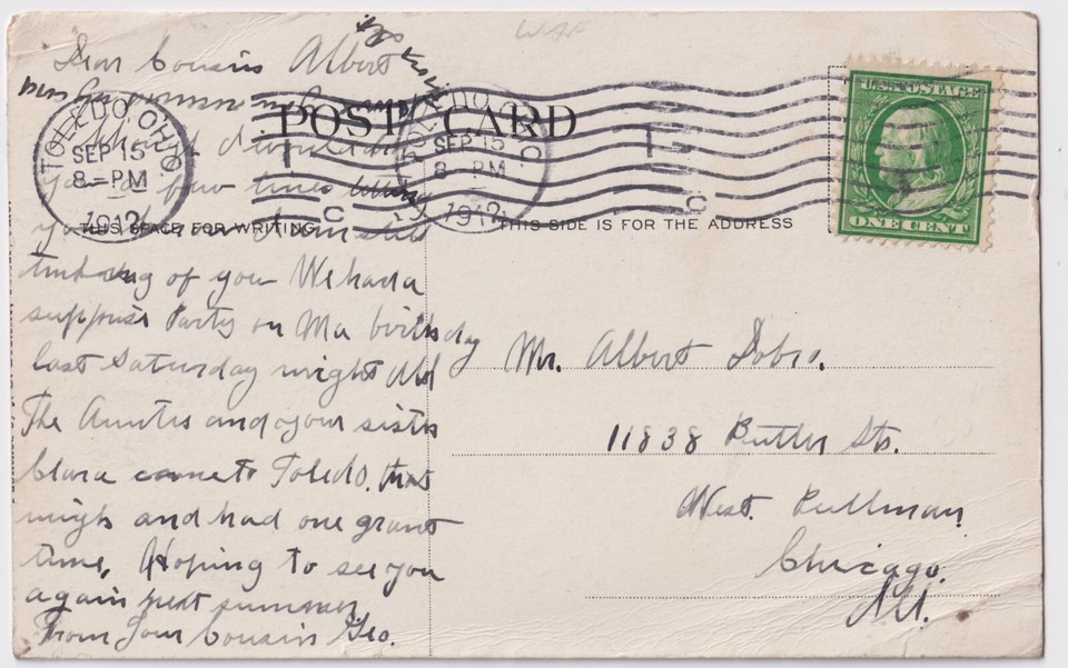 BASEBALL TOLEDO FIRST PITCH AT SWAYNE FIELD 1909 POSTED 1912 TO ALBERT ...