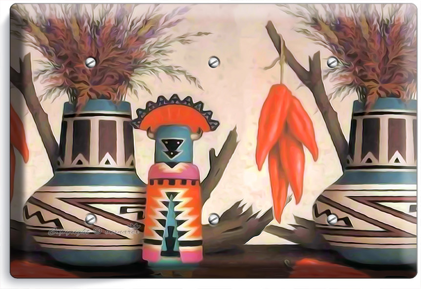 SOUTHWEST VASE ORNAMENT CHILI PEPPERS LIGHT SWITCH OUTLET WALL PLATES ...