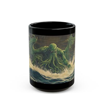 Cthulhu Themed Black Mug, Gothic Coffee Cup, Fantasy Drinkware, Unique ...