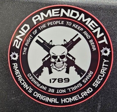 2nd Amendment Skull Gun Sticker 4" Hunting Right to Bear Arms 556 9mm ...